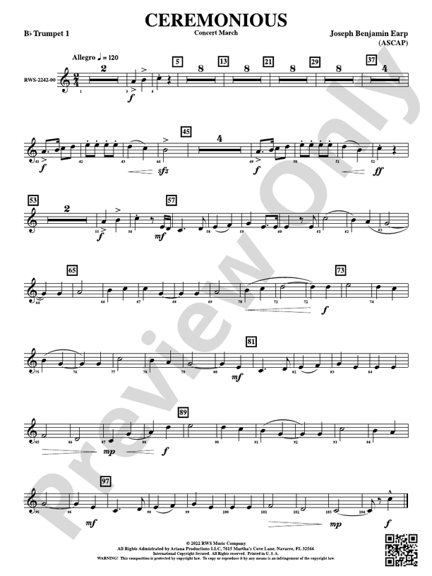 Ceremonious - Concert March: 1st B-flat Trumpet: 1st B-flat Trumpet ...
