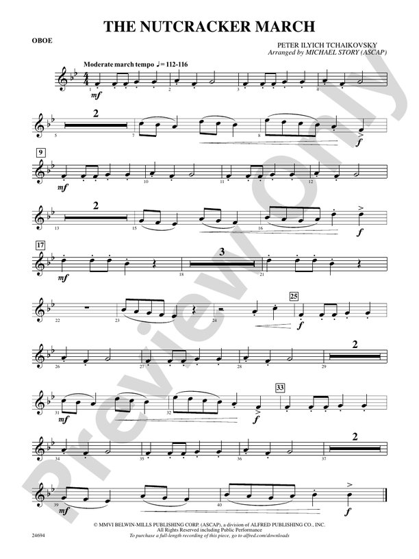 The Nutcracker March: Oboe: Oboe Part - Digital Sheet Music Download