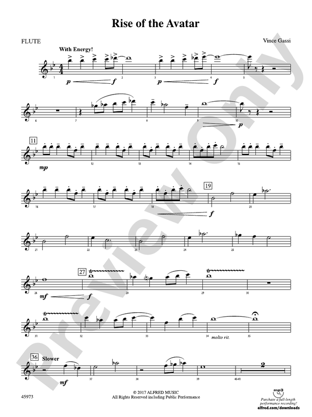 Rise of the Avatar: Flute: Flute Part - Digital Sheet Music Download
