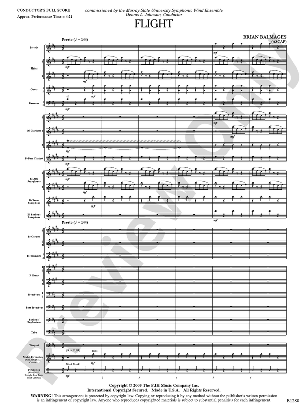 Flight: Score: Concert Band Score: Brian Balmages - Digital Sheet Music ...