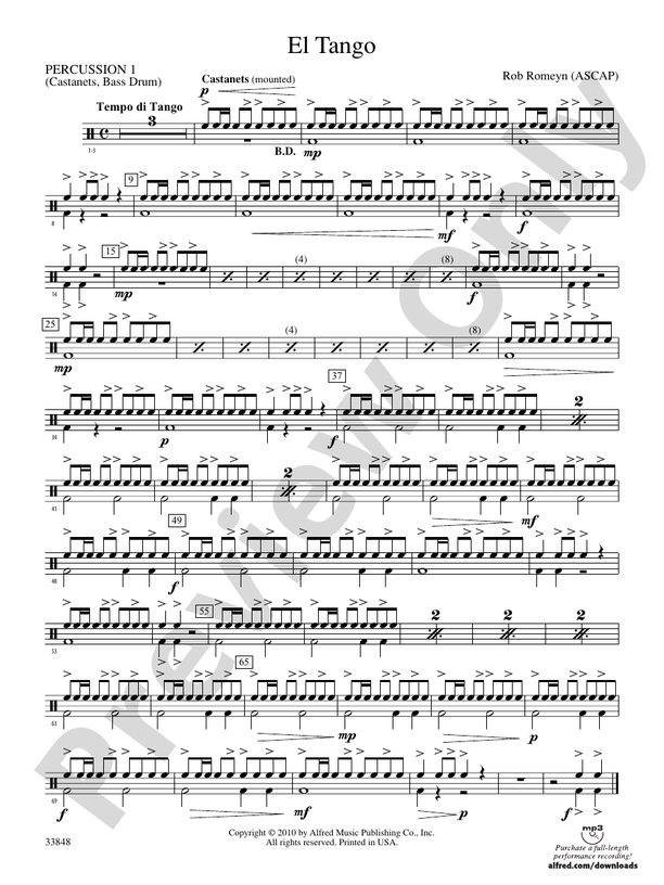 El Tango: 1st Percussion: 1st Percussion Part - Digital Sheet Music ...