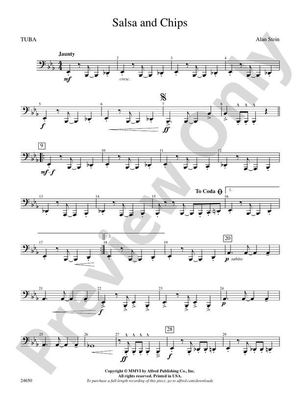 Salsa and Chips: Tuba: Tuba Part - Digital Sheet Music Download