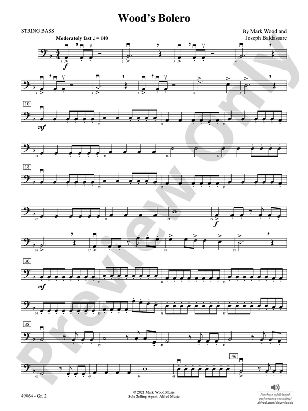 Wood's Bolero: String Bass - Grade 2: String Bass - Grade 2 Part ...