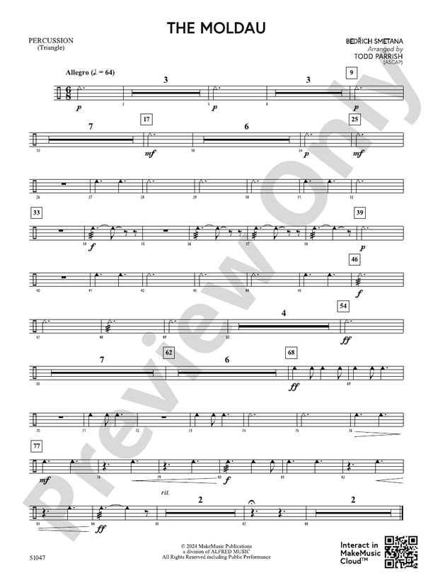 The Moldau: 1st Percussion: 1st Percussion Part - Digital Sheet Music ...