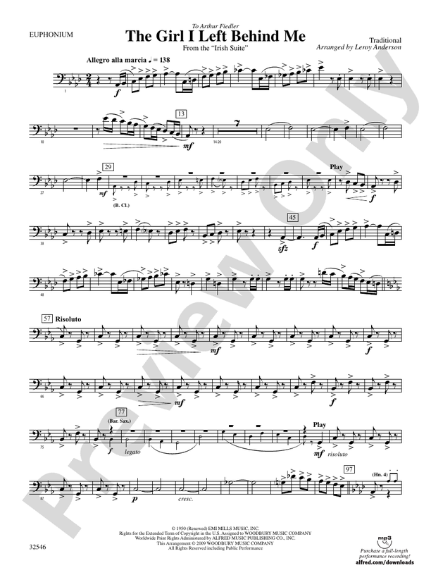 The Girl I Left Behind Me (from the Irish Suite): Baritone B.C ...
