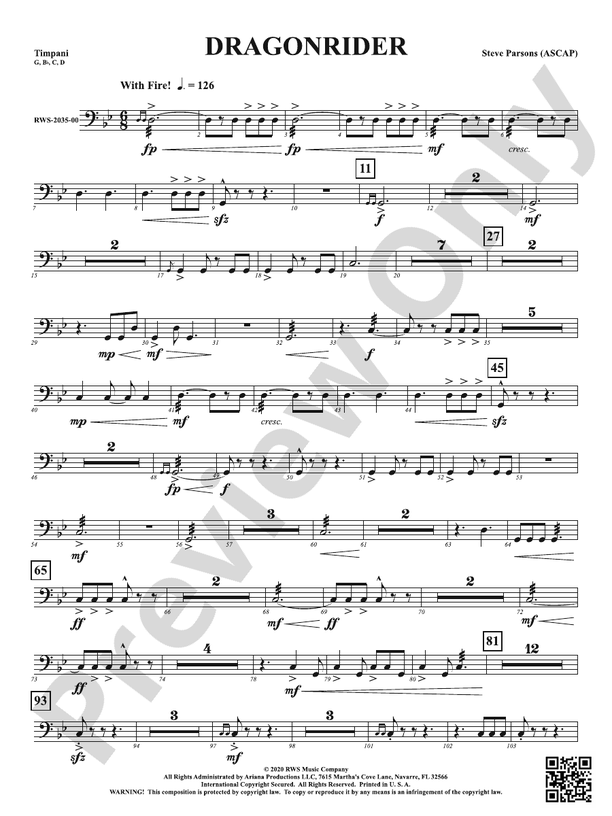 Dragonrider: Timpani: Timpani Part: Steve Parsons - Digital Sheet Music ...
