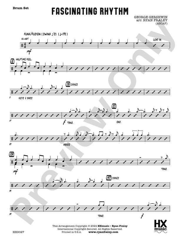 Fascinating Rhythm: Drum Set: Drum Set Part: George Gershwin - Digital Sheet Music Download