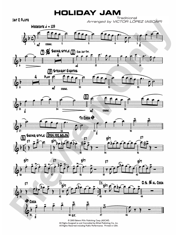 Holiday Jam: Flute: Flute Part - Digital Sheet Music Download
