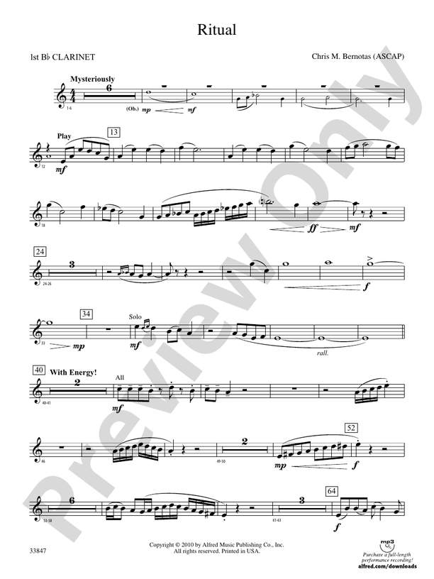 Ritual: 1st B-flat Clarinet: 1st B-flat Clarinet Part - Digital Sheet ...