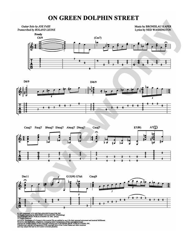 On Green Dolphin Street: Guitar TAB: Joe Pass - Digital Sheet Music ...