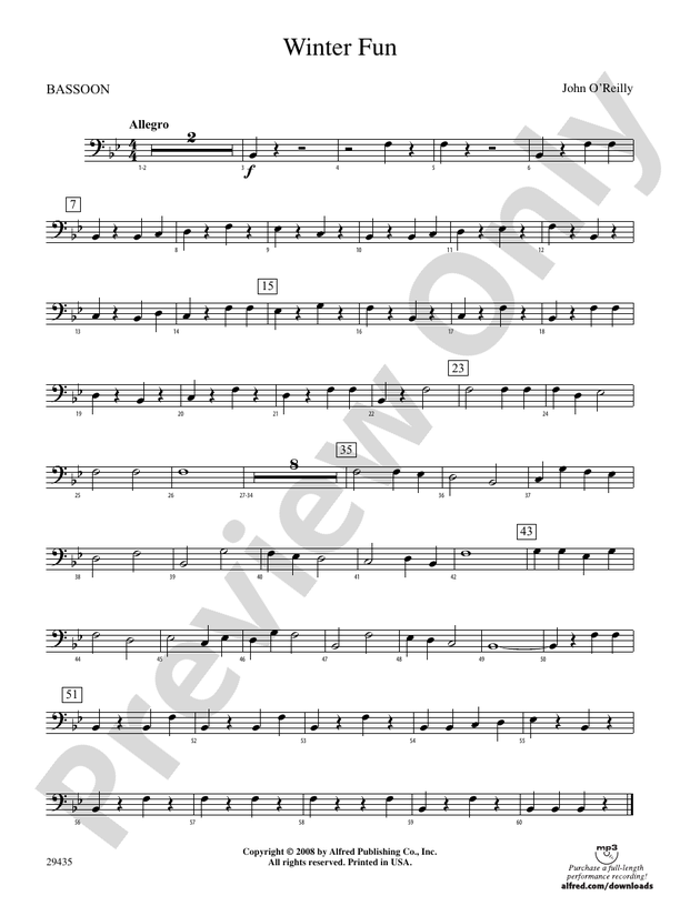 Winter Fun: Bassoon: Bassoon Part - Digital Sheet Music Download