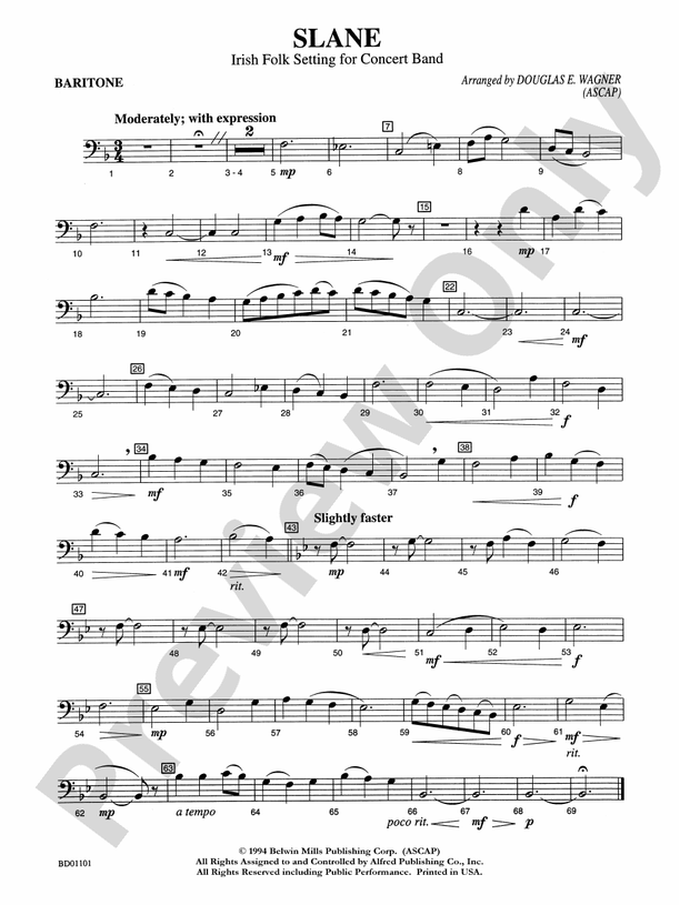 Slane: Baritone B.C.: Baritone B.C. Part - Digital Sheet Music Download
