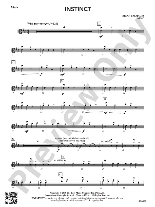 Instinct: Viola: Viola Part: Brian Balmages - Digital Sheet Music Download