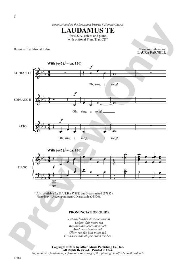 Laudamus Te: SSA Choral Octavo: Laura Farnell - Digital Sheet Music ...
