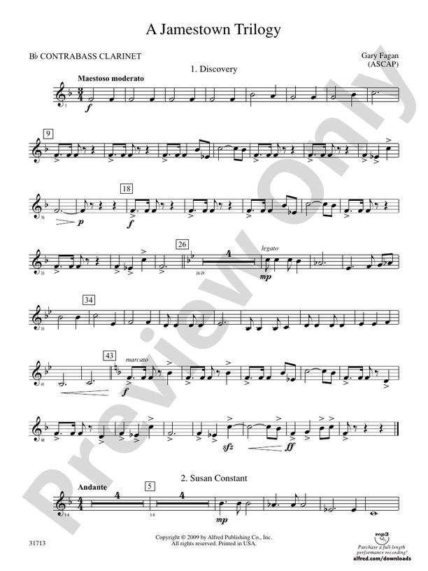 A Jamestown Trilogy: (wp) B-flat Contrabass Clarinet: (wp) B-flat Contrabass Clarinet World Part ...