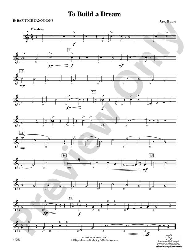 To Build a Dream: E-flat Baritone Saxophone: E-flat Baritone Saxophone Part - Digital Sheet ...