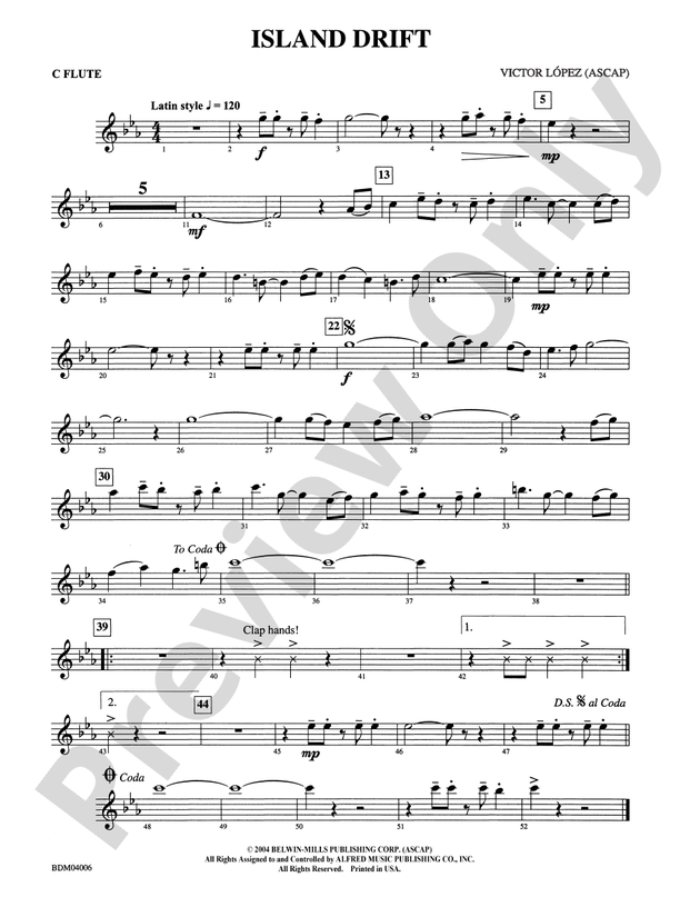 Island Drift: Flute: Flute Part - Digital Sheet Music Download