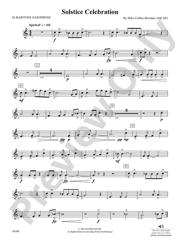 Solstice Celebration: E-flat Baritone Saxophone: E-flat Baritone Saxophone Part - Digital Sheet ...