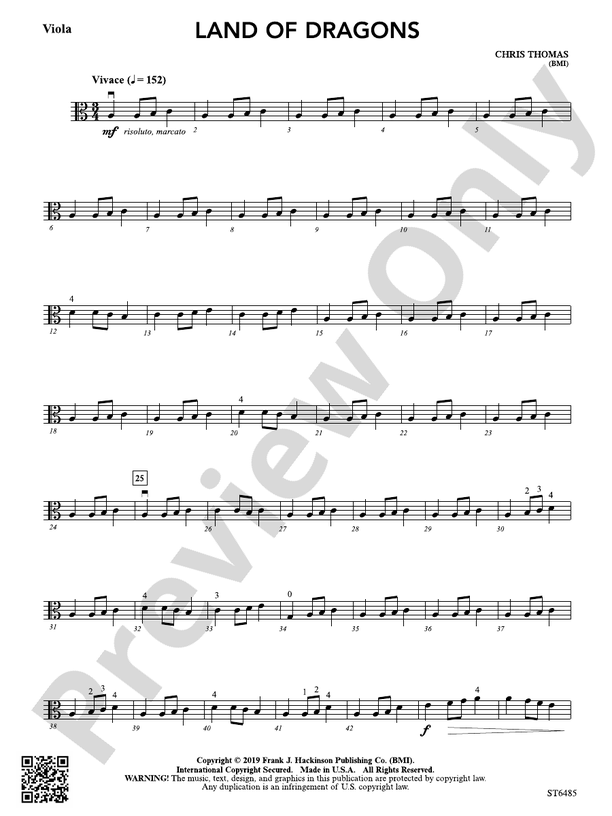 Land of Dragons: Viola: Viola Part: Chris Thomas - Digital Sheet Music ...