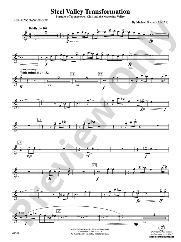 Steel Valley Transformation: E-flat Alto Saxophone: E-flat Alto Saxophone Part - Digital Sheet ...