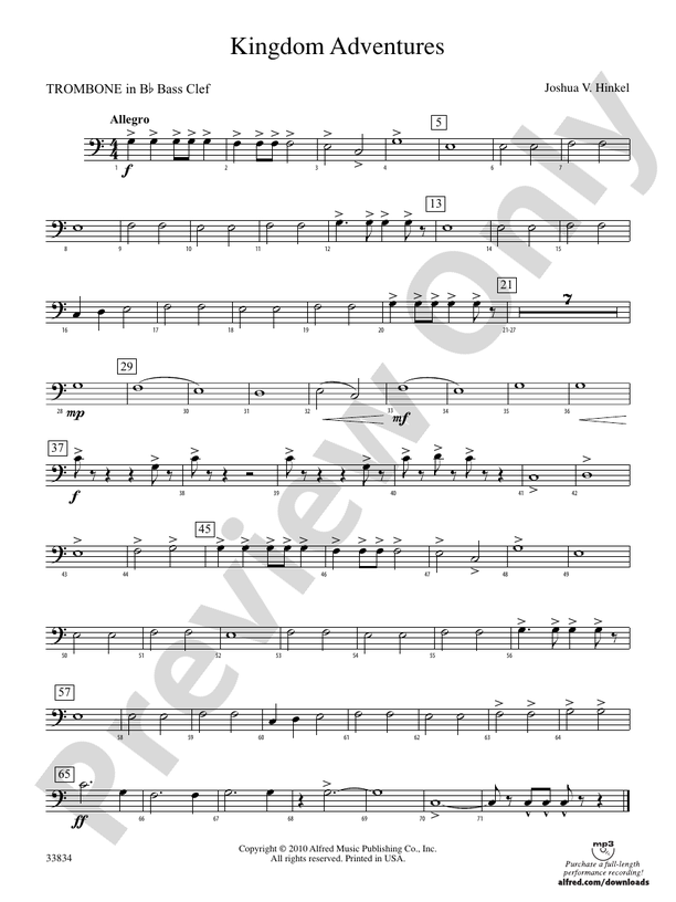 Kingdom Adventures: (wp) 1st B-flat Trombone B.C.: (wp) 1st B-flat ...