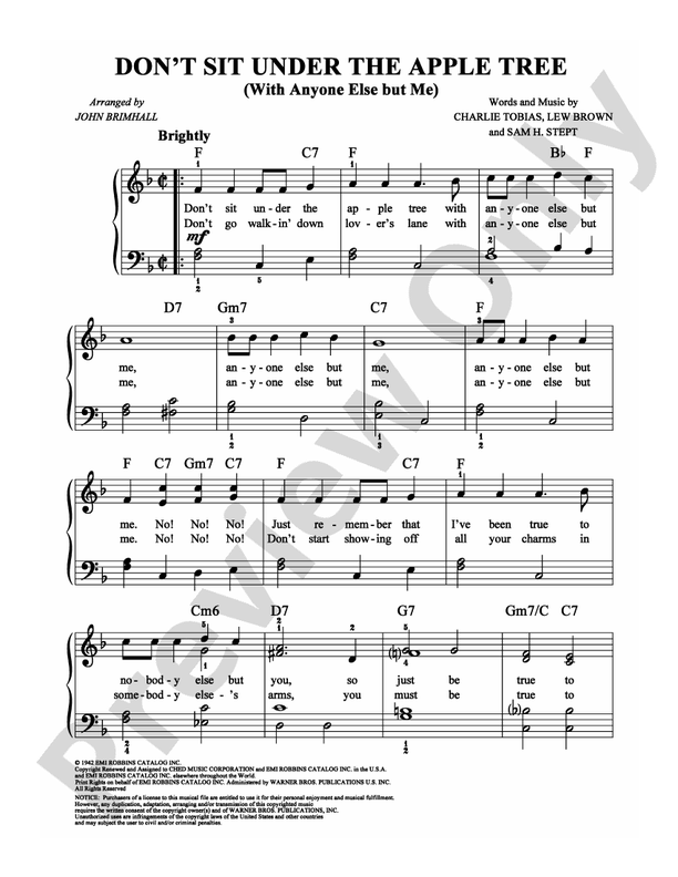 Don't Sit Under The Apple Tree (With Anyone Else But Me): Easy Piano ...