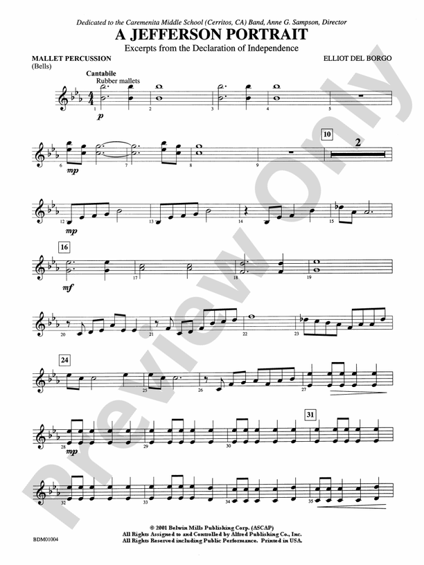 A Jefferson Portrait: Mallets: Mallets Part - Digital Sheet Music Download