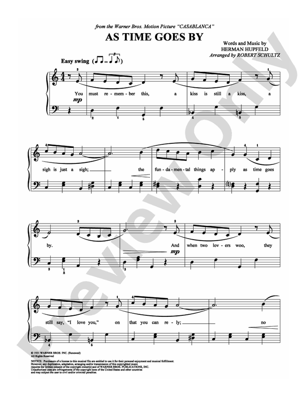 As Time Goes by: Easy Piano: Herman Hupfeld - Digital Sheet Music Download