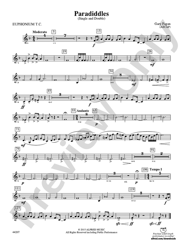 Paradiddles: Baritone T.C.: Baritone T.C. Part - Digital Sheet Music Download
