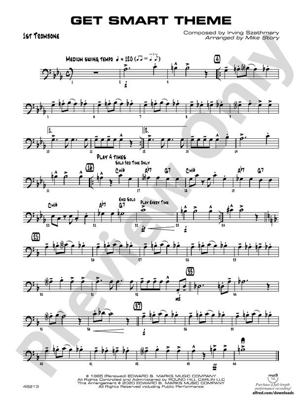 Get Smart Theme: 1st Trombone: 1st Trombone Part - Digital Sheet Music ...