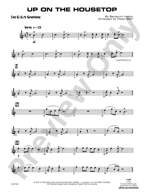 Up on the Housetop: 2nd E-flat Alto Saxophone: 2nd E-flat Alto ...