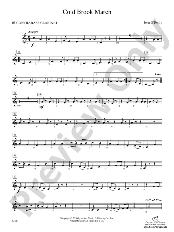 Cold Brook March: (wp) B-flat Contrabass Clarinet: (wp) B-flat ...