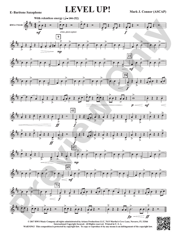 Level Up!: E-flat Baritone Saxophone: E-flat Baritone Saxophone Part: Mark J. Connor - Digital ...