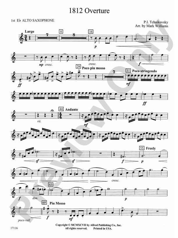1812 Overture: E-flat Alto Saxophone: E-flat Alto Saxophone Part - Digital Sheet Music Download