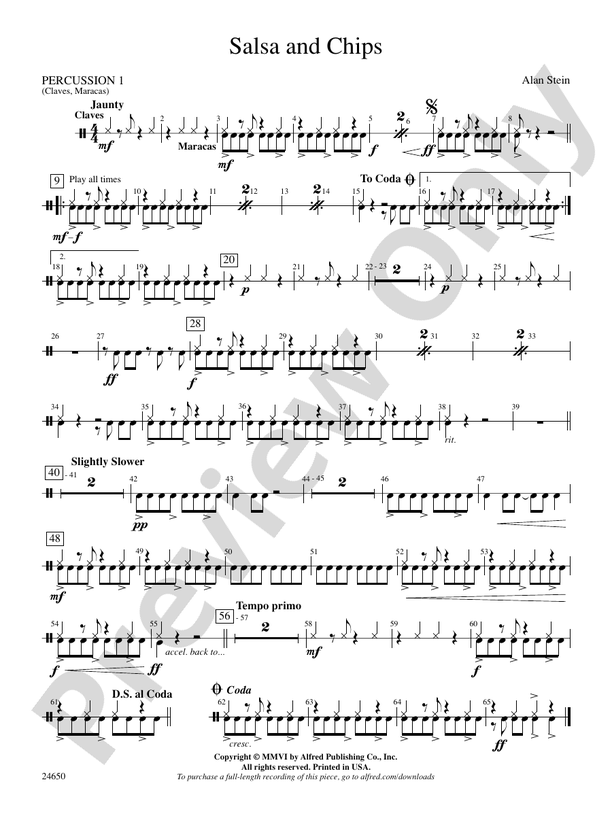 Salsa and Chips: 1st Percussion: 1st Percussion Part - Digital Sheet ...