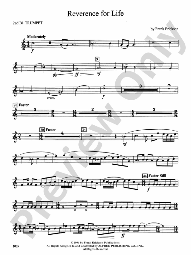 Reverence for Life: 2nd B-flat Trumpet: 2nd B-flat Trumpet Part - Digital Sheet Music Download