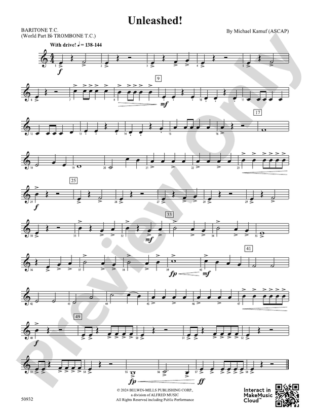 Unleashed!: Baritone T.C.: Baritone T.C. Part - Digital Sheet Music ...