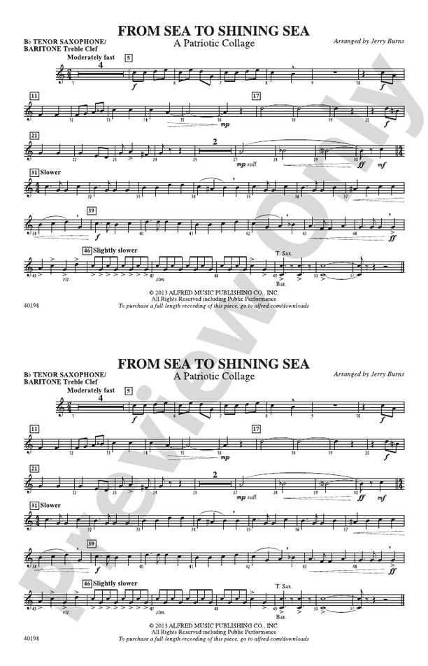From Sea to Shining Sea: Bb Tenor Saxophone/Bartione Treble Clef: Bb ...
