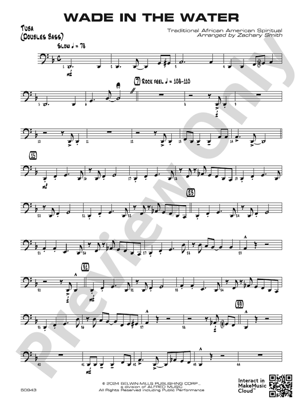 Wade in the Water: Tuba: Tuba Part - Digital Sheet Music Download