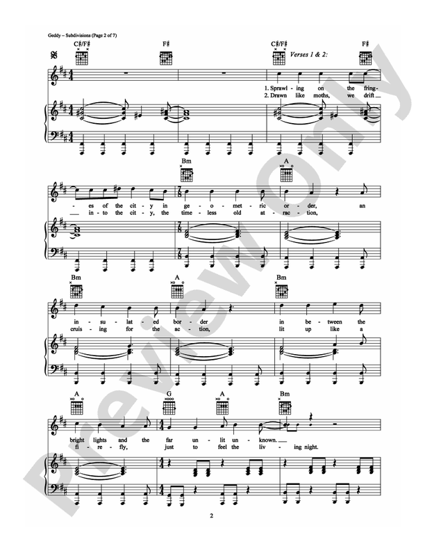 Subdivisions: Piano/Vocal/Chords: Rush - Digital Sheet Music Download
