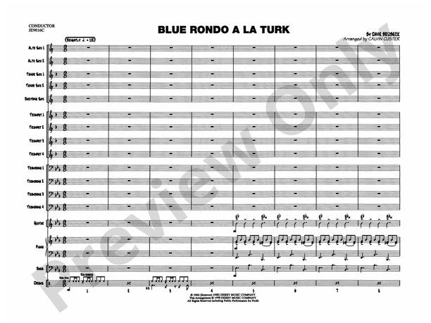 Blue Rondo ala Turk: Jazz Ensemble Conductor Score & Parts - Digital ...