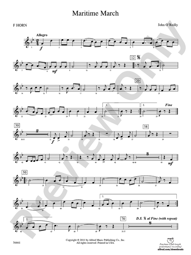 Maritime March: 1st F Horn: 1st F Horn Part - Digital Sheet Music Download