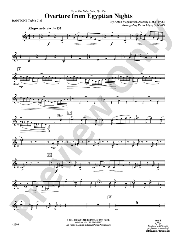 Overture from Egyptian Nights: Baritone T.C.: Baritone T.C. Part ...