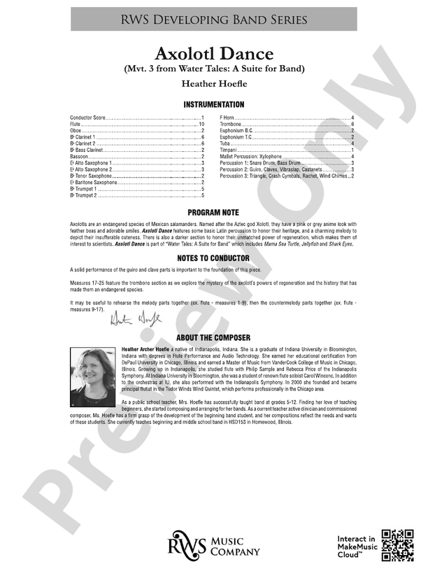 Axolotl Dance - Mvt. 3 from Water Tales: A Suite for Band: Score ...