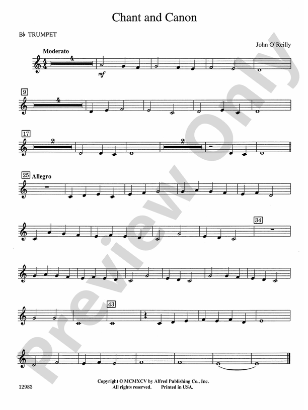 Chant and Canon: 1st B-flat Trumpet: 1st B-flat Trumpet Part - Digital ...