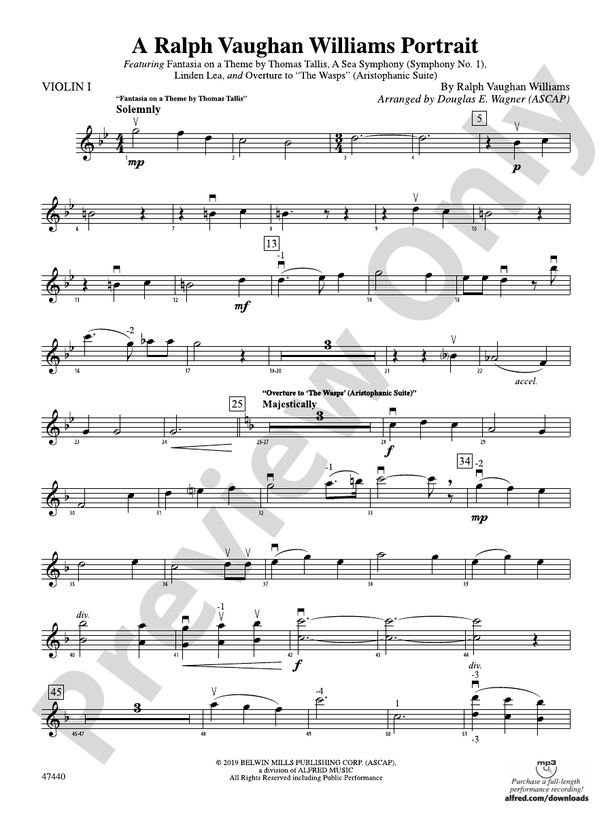 A Ralph Vaughan Williams Portrait: 1st Violin: 1st Violin Part ...
