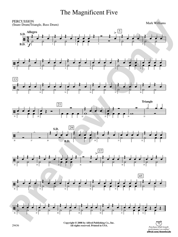 The Magnificent Five: 1st Percussion: 1st Percussion Part - Digital ...