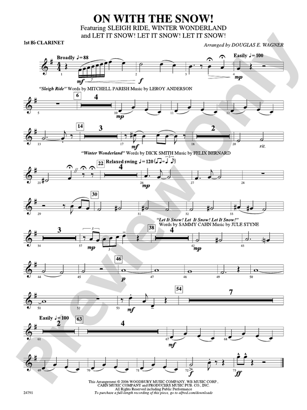 On with the Snow!: 1st B-flat Clarinet: 1st B-flat Clarinet Part ...
