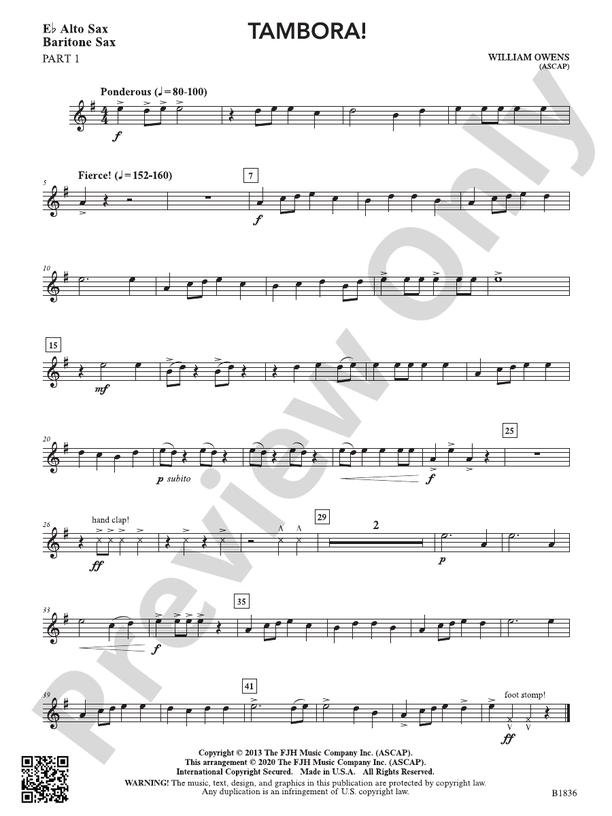 Tambora!: Part 1 Alto Sax / Baritone Sax: Part 1 Alto Sax / Baritone ...