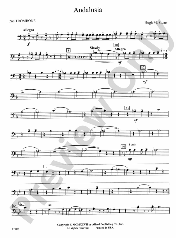 Andalusia: 2nd Trombone: 2nd Trombone Part - Digital Sheet Music Download